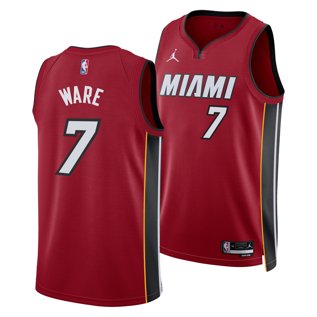 Kel'el Ware Nike Jordan Brand Miami HEAT Statement Red Swingman Jersey ...
